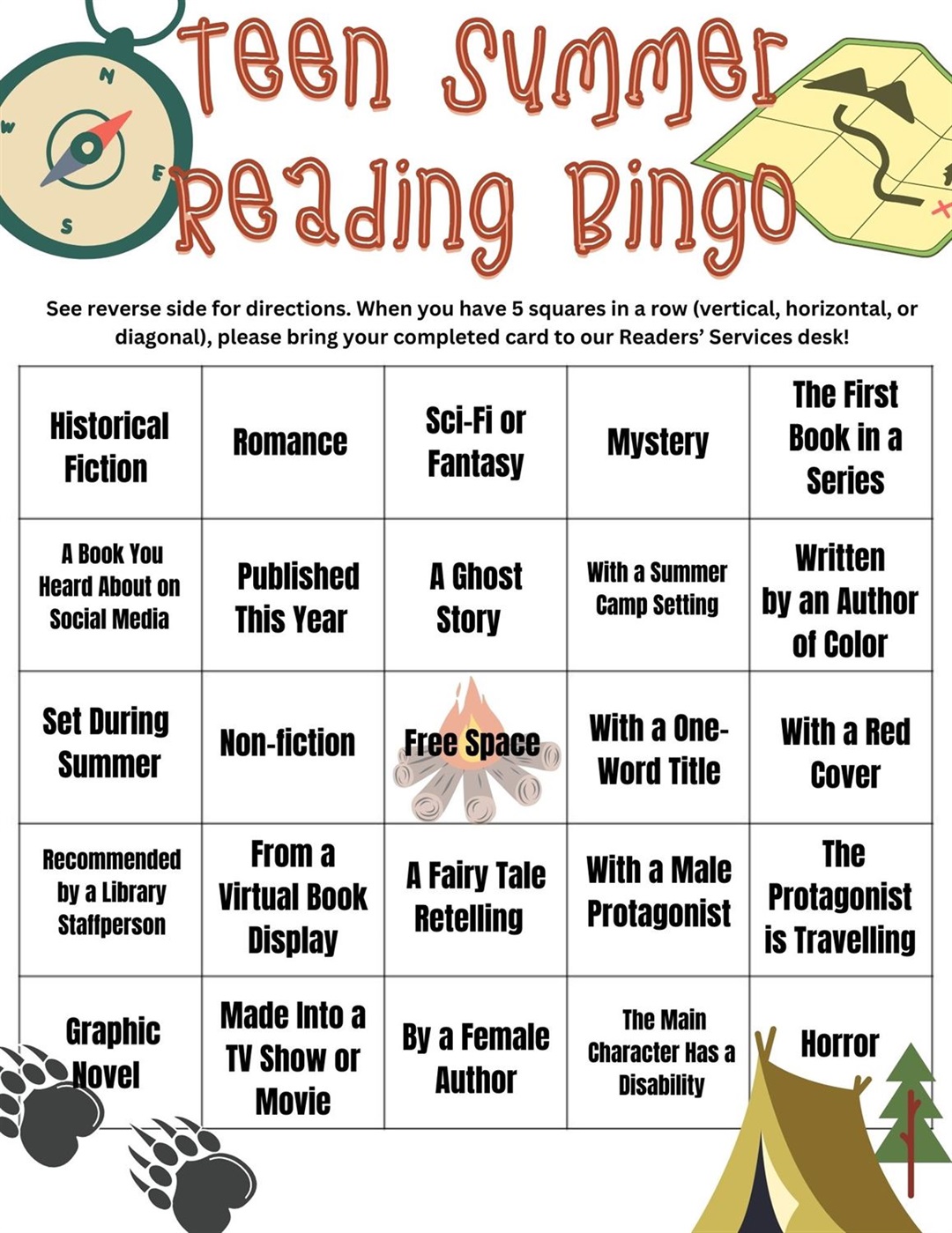 Teen Summer Reading Bingo | Morris County Library